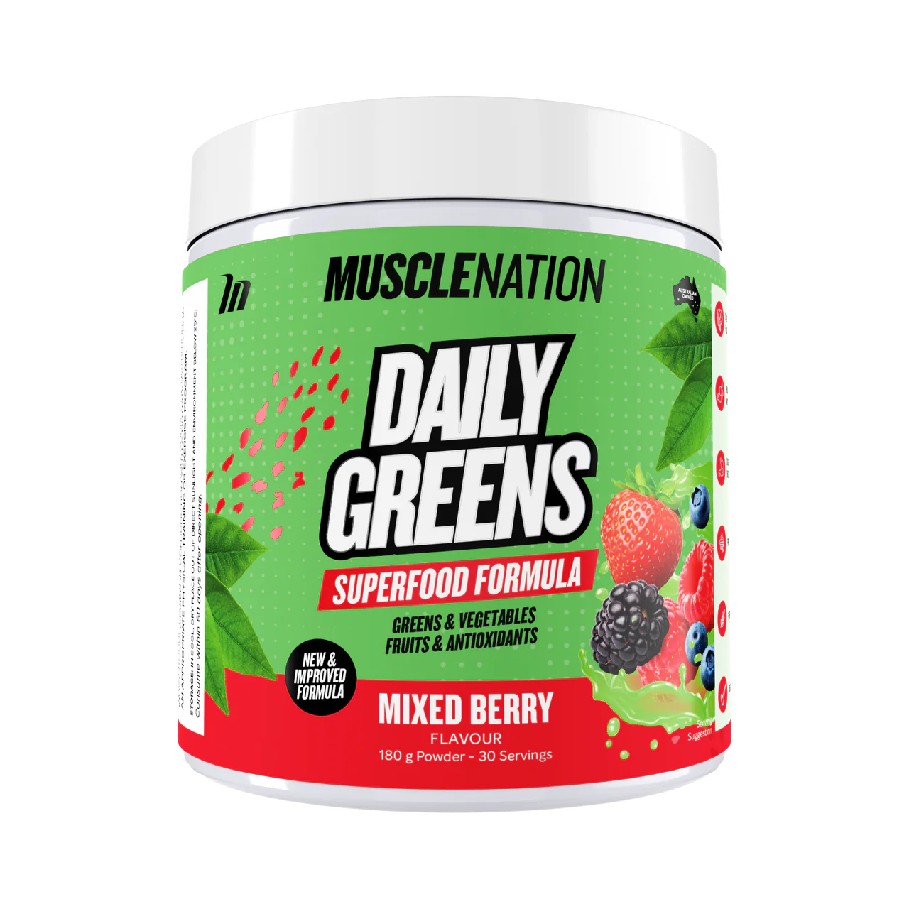 Muscle Nation Daily Greens | Superfood - Mixed Berry [30 Serves ...